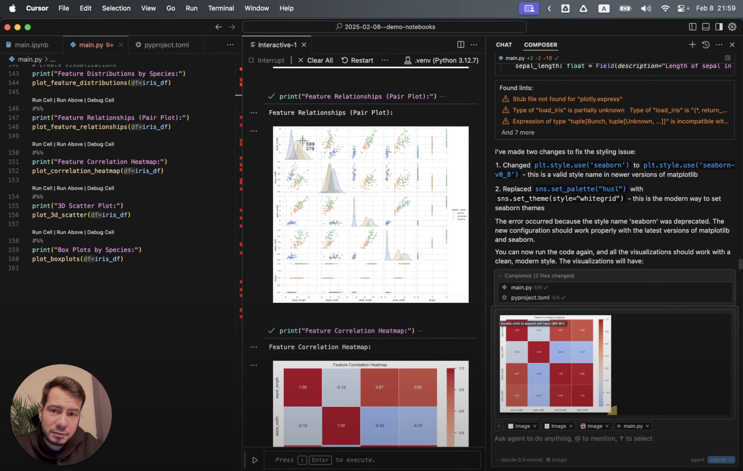 Jupyter Notebooks with LLM in Cursor IDE: AI-Powered Data Analysis